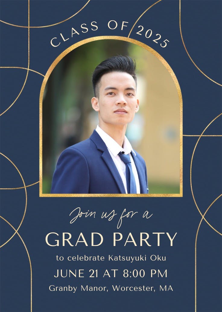 Sophisticated Lines - Graduation Party Invitation Template (Free) | Greetings Island